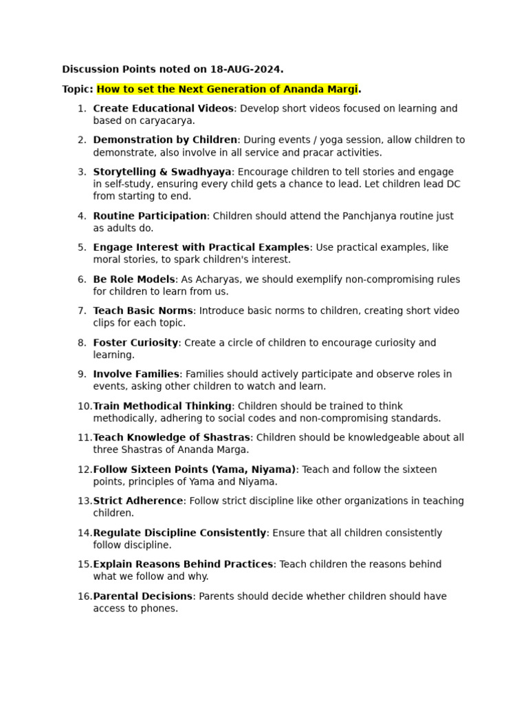 Next Generation Ananda Margi Strategies | PDF | Disciplines | Learning