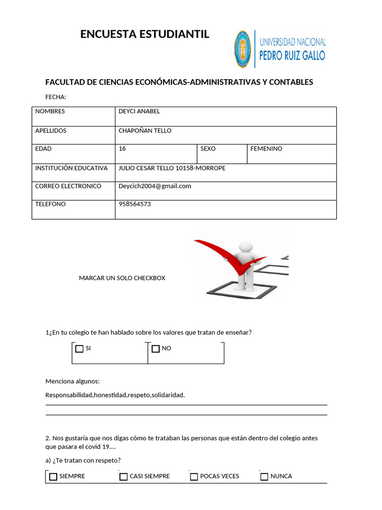 Encuesta Estudiantil | PDF