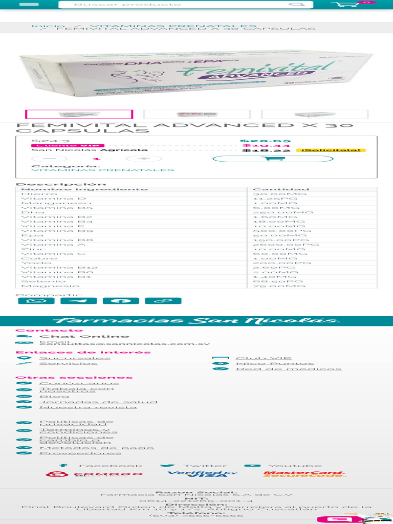 FEMIVITAL ADVANCED X 30 CAPSULAS - Farmacias San | PDF | Sustancias ...