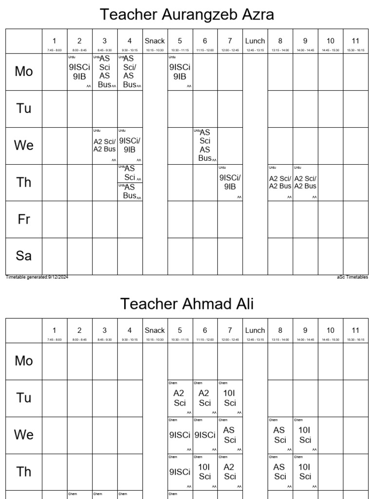 Visiting Faculty Timetable | PDF