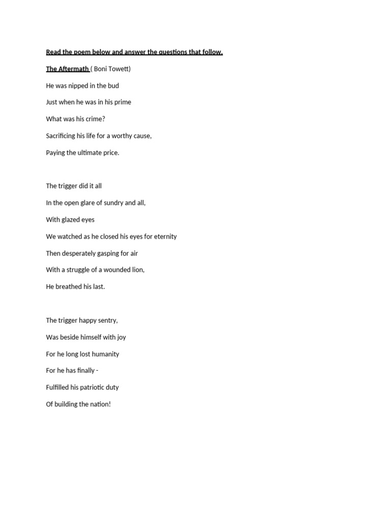 The Aftermath: A Poetic Reflection | PDF