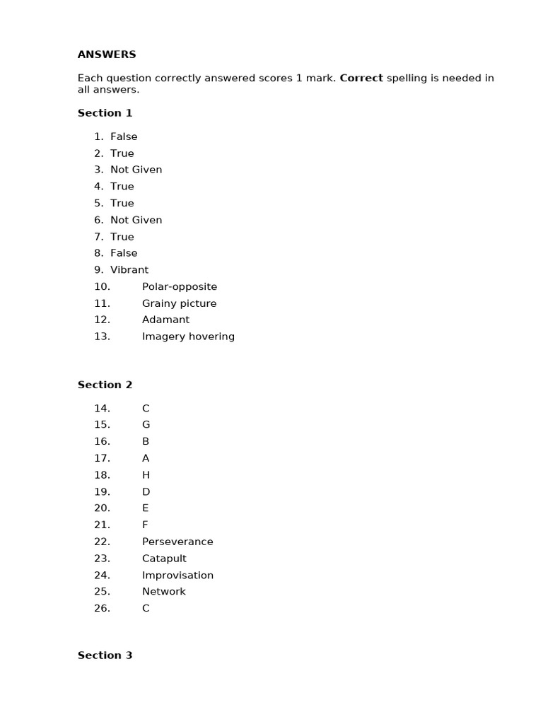 Test 1 Answers | PDF