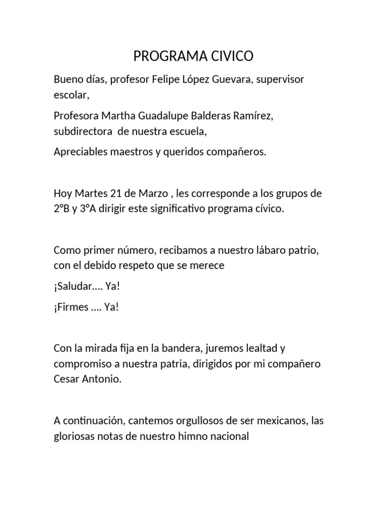 PROGRAMA CIVICO Marzo | PDF