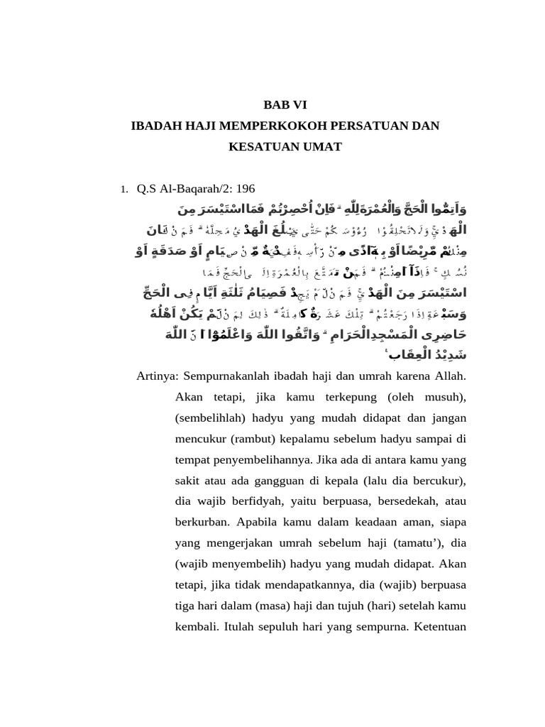 Bab Vi Ibadah Haji Memperkokoh Persatuan Dan Kesatuan Umat | PDF