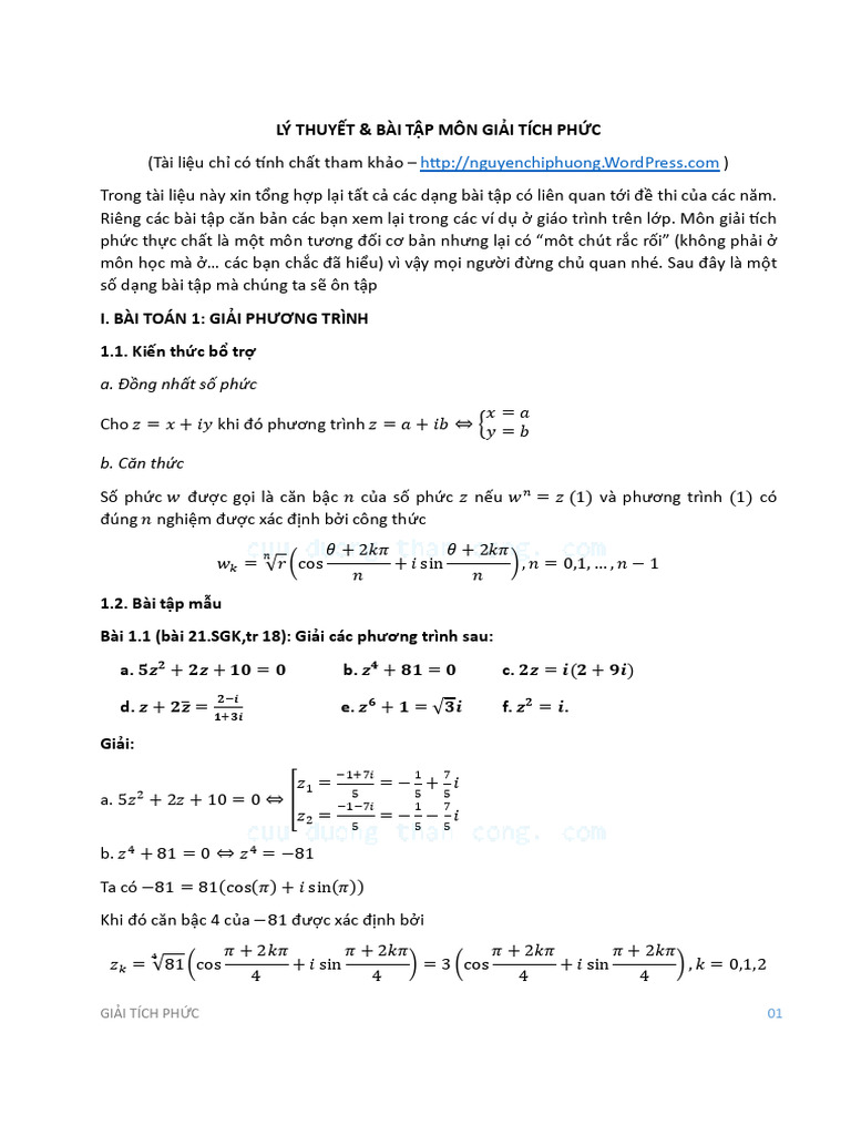 Ham-Bien-Phuc-Va-Bien-Doi-Laplace - Giai-Tich-Phuc - (Cuuduongthancong - Com) | PDF