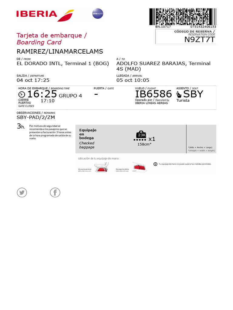 Iberia N9ZT7T | PDF | aerolíneas | Aviación