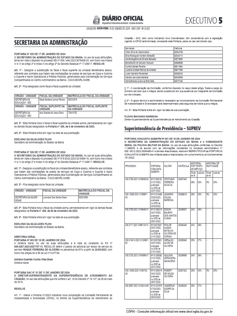 Publicação No DOE Nova Composição CPAD | PDF | Governo