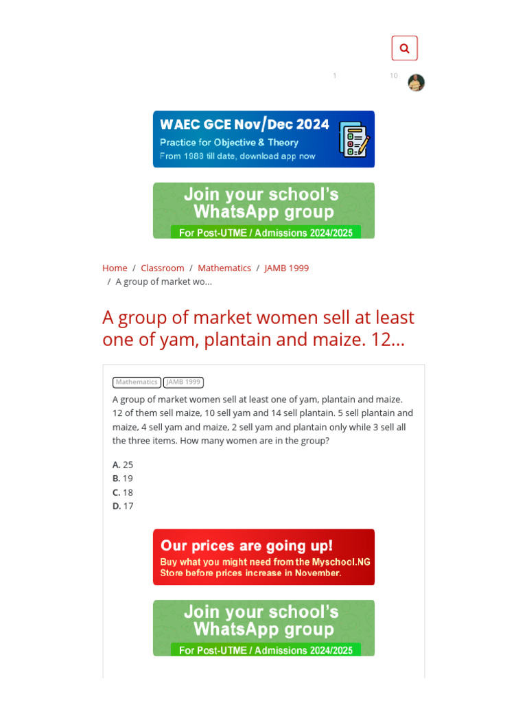 A Group of Market Women Sell at Least One of Yam, Plantain and Maize ...