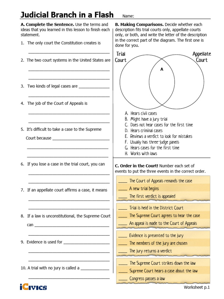 Judicial Branch Study Guide | PDF | Appeal | Appellate Court