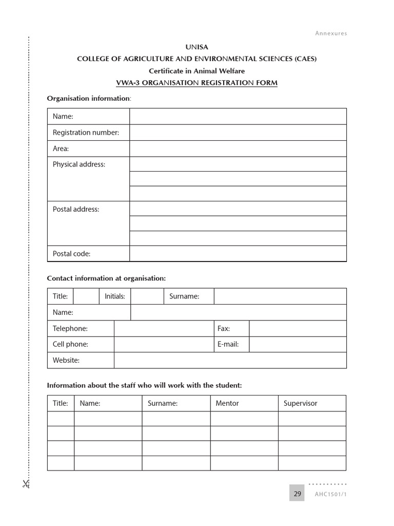 VWA-3 Organisation Registration Form | PDF
