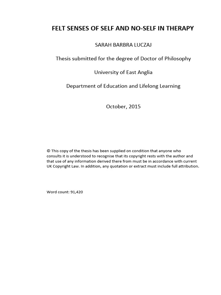 Felt Senses of Self and No Self in Thera | PDF | Enlightenment In ...