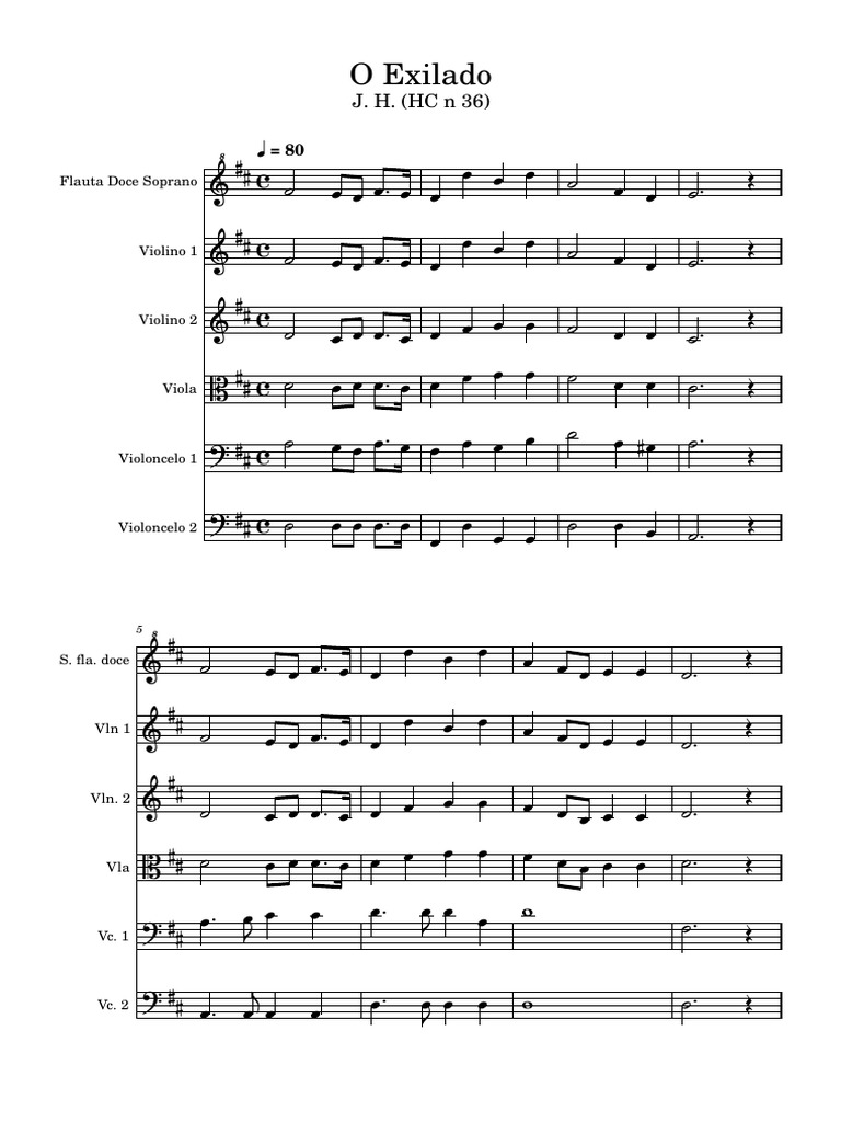 O Exilado-Partitura - e - Partes | PDF | String Instruments | Bowed ...