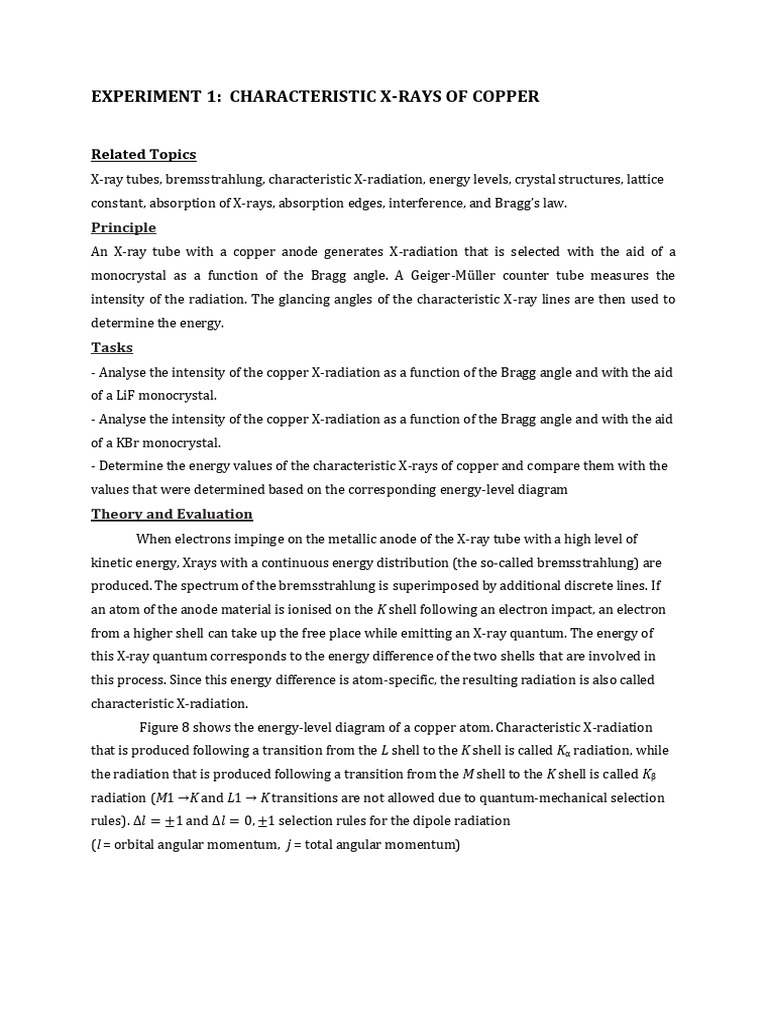 4 Characteristic X-Rays of Copper | PDF | X Ray | Electromagnetic Radiation