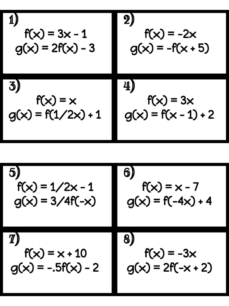 Algebra 1 - 3.6 Task Cards | PDF