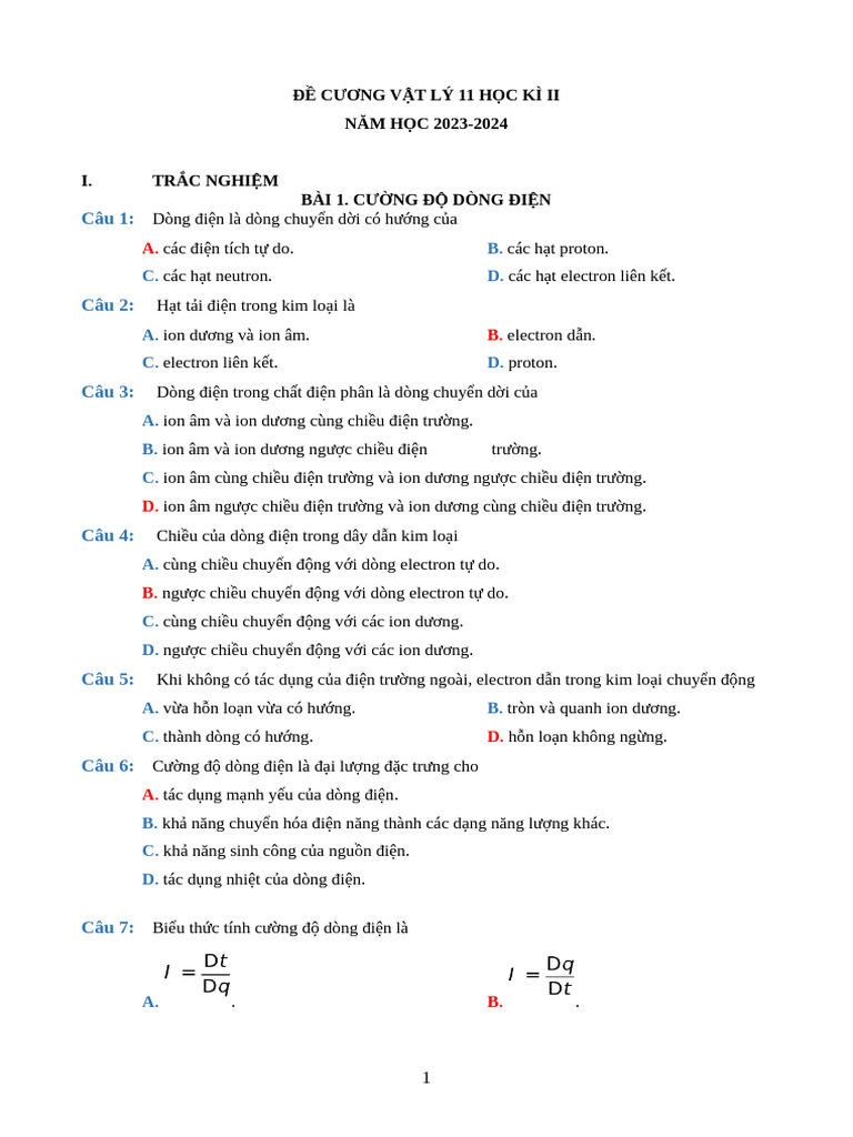 ĐỀ CƯƠNG K11 HK2 2024 | PDF
