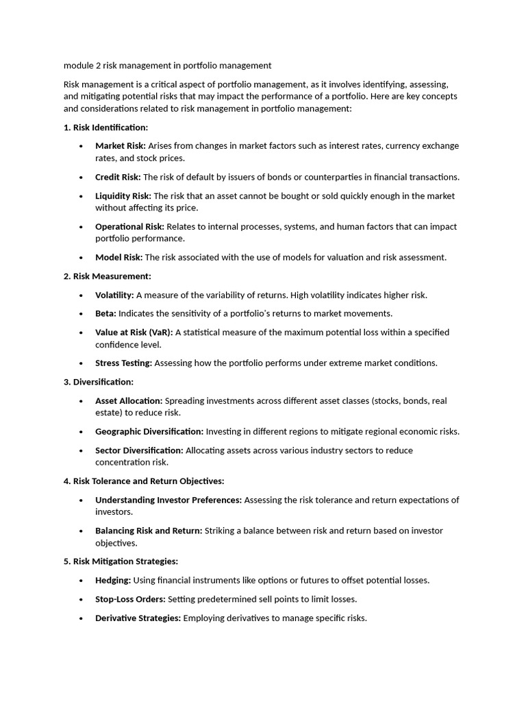 2 Module Portfolio Management | PDF | Financial Risk | Investing