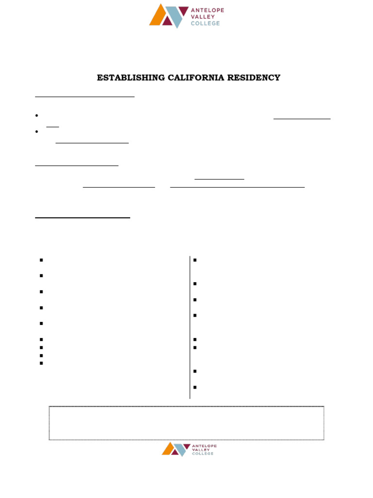 California Residency Form Fillable | PDF | Travel Visa | Government And ...