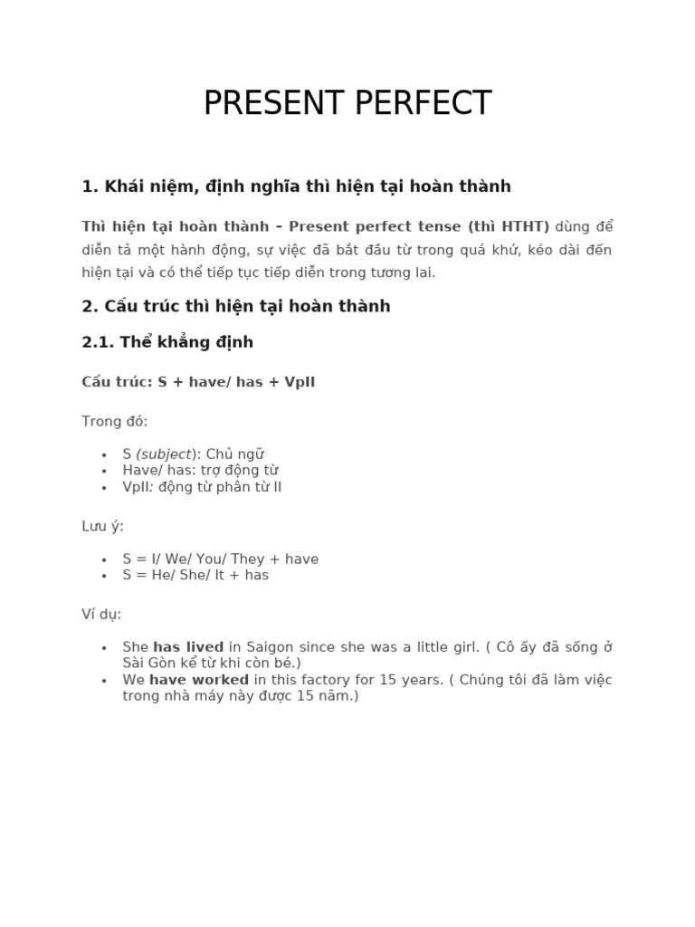 Present Perfect | PDF