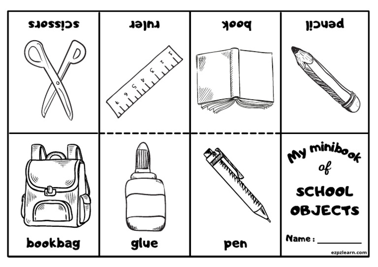 Classroom Objects Mini Coloring Book-1 | PDF