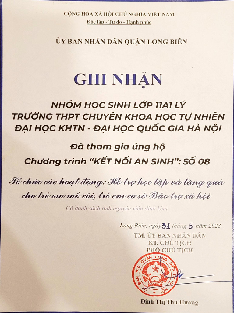 Giay Ghi Nhan Tinh Nguyen | PDF