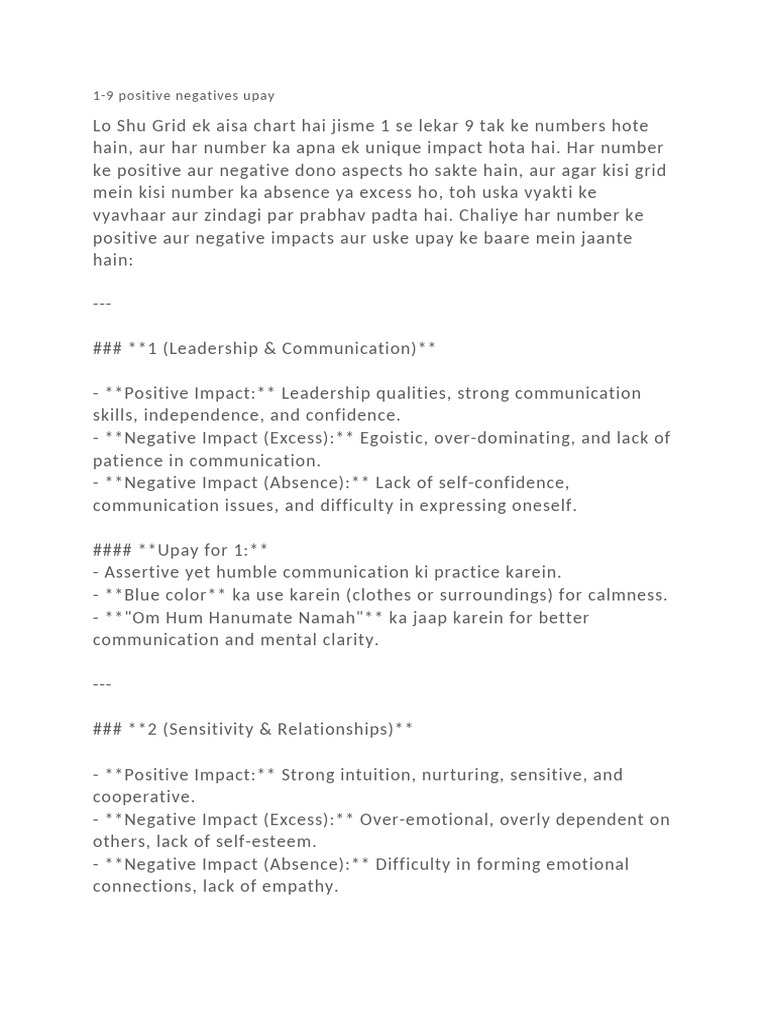 1-9 Positive Negatives Upay | PDF | Psychology | Psychological Concepts
