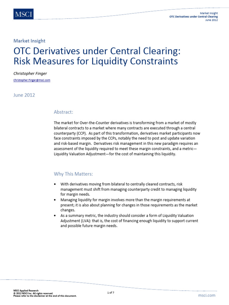 OTC Derivatives Central Clearing | PDF | Derivative (Finance) | Msci