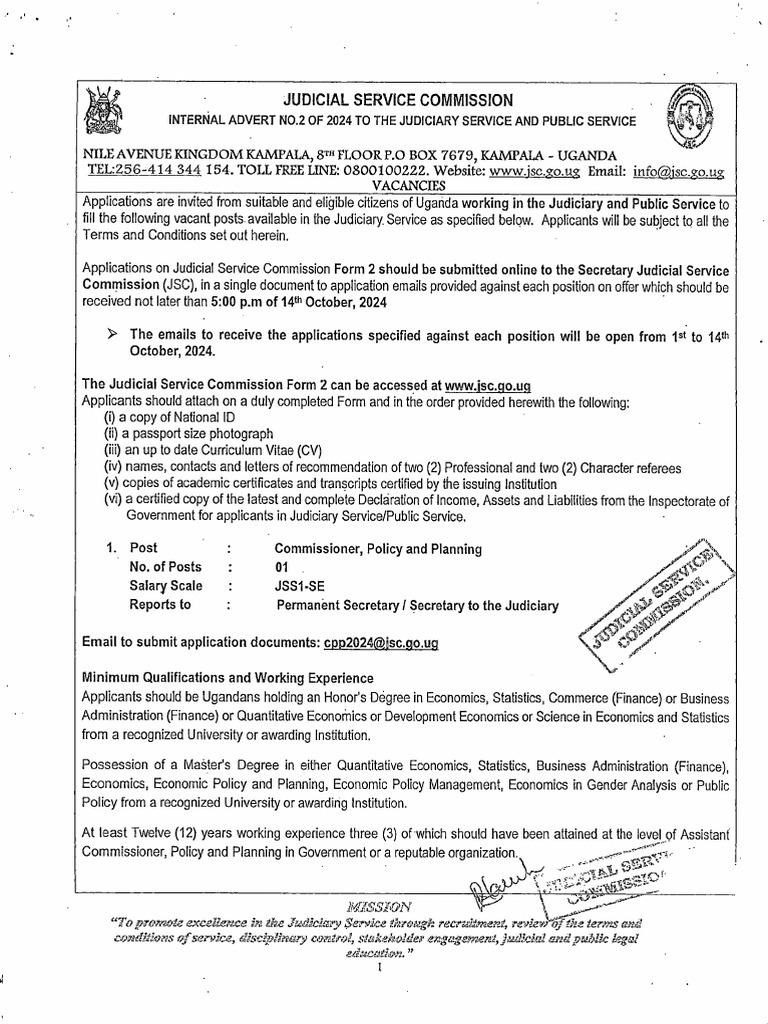 JSC Internal Advert 2 2024 | PDF