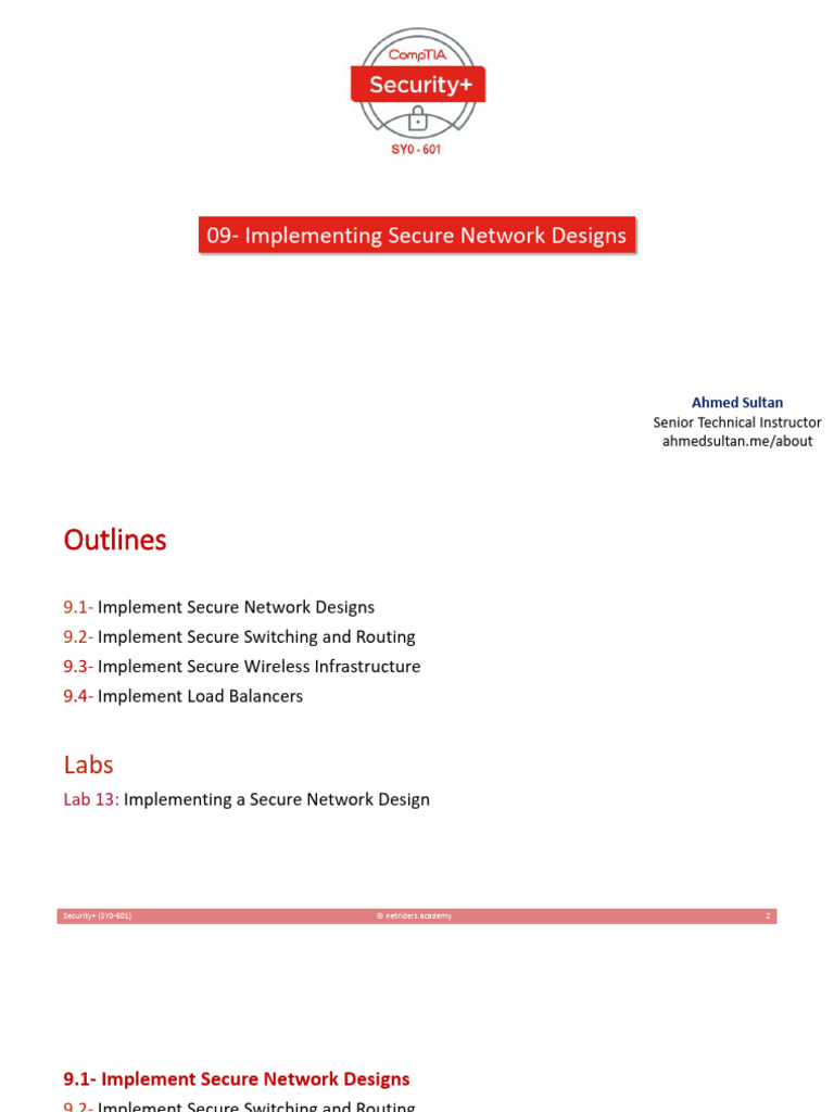 09 - Implementing Secure Network Designs | PDF | Computer Network | Denial Of Service Attack