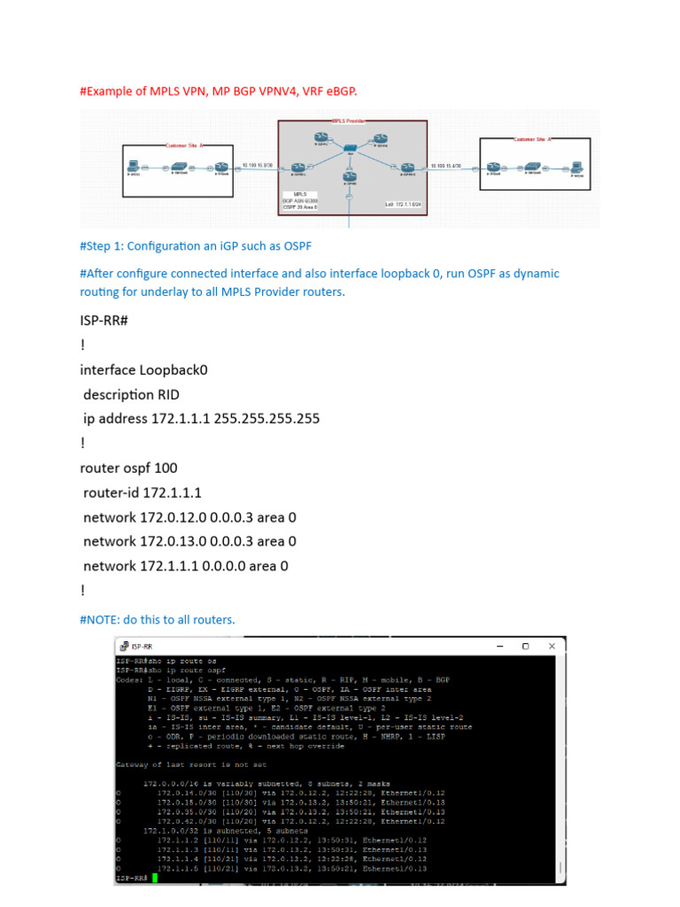 Mpls VPN, MP BGP Vpnv4, VRF Ebgp | PDF | Networking | Multiprotocol Label Switching