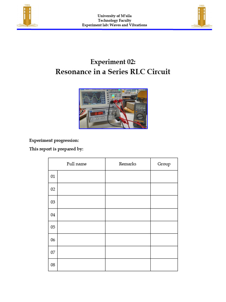 Resonance in Series RLC Circuit Experiment | PDF | Electrical Impedance ...