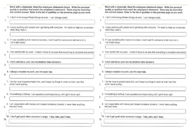 PERSONAL QUALITIES Write The Adjective | PDF