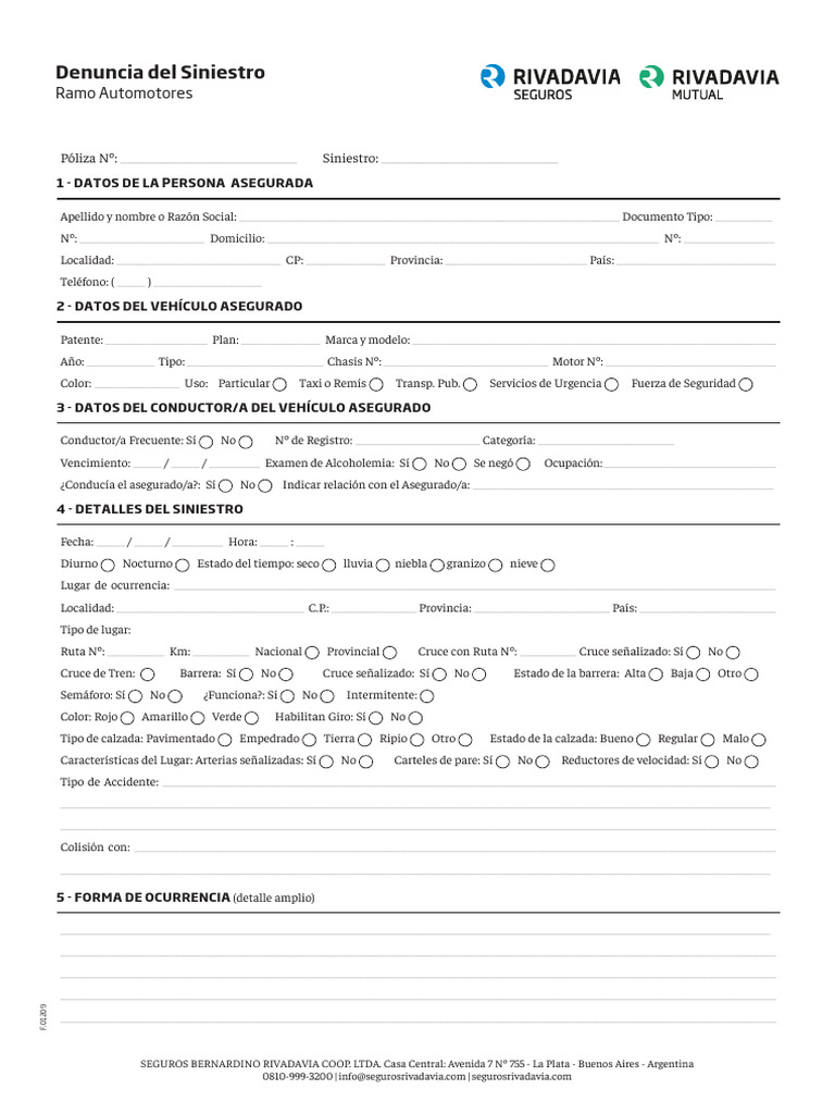 Form Denuncia Siniestro S.R. | PDF | Crecimiento personal y profesional ...