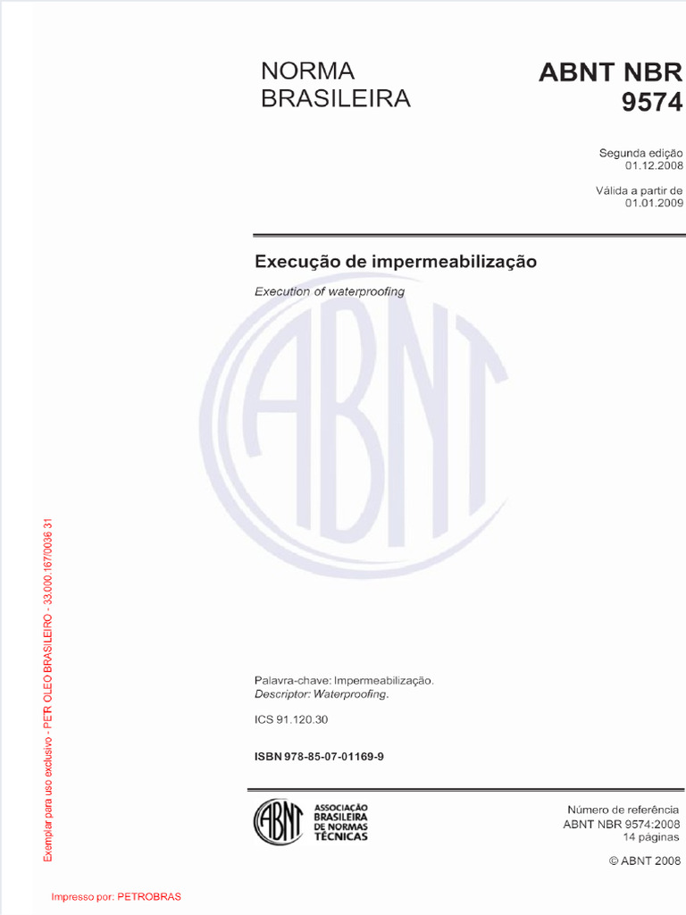 NBR 9574 Impermeabilização | PDF