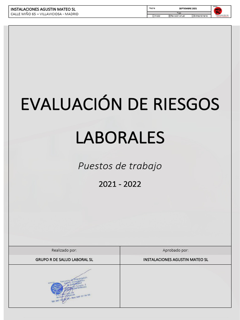 Evaluacion de Riesgos - Puestos de Trabajo | PDF | Riesgo | Business