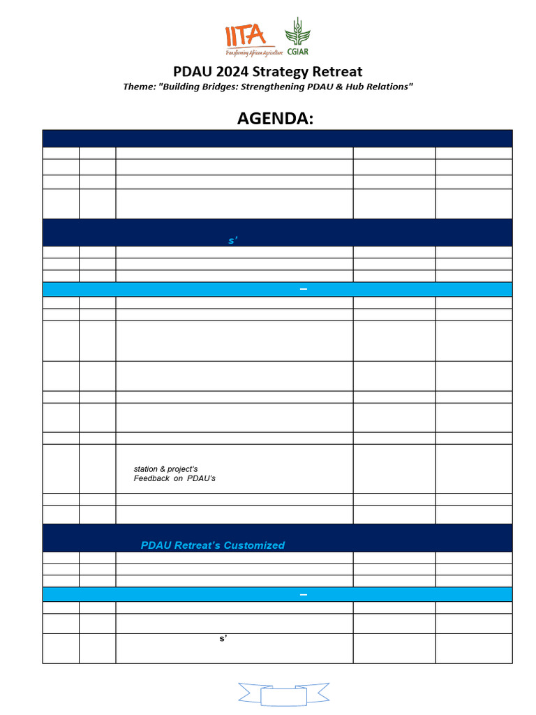 PDAU 2024 Strategy Retreat Agenda | PDF
