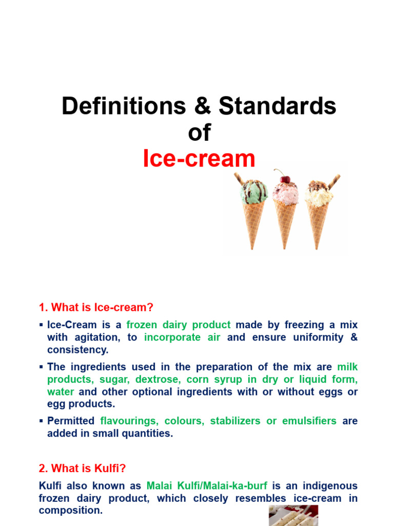 Ice-Cream and Kulfi Standards Explained | PDF | Ice Cream | Desserts