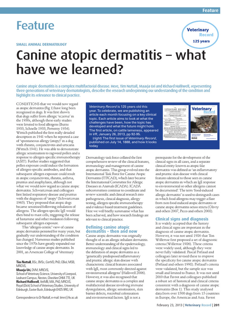 Canine Atopic Dermatitis Insights | PDF | Allergy | Dermatitis