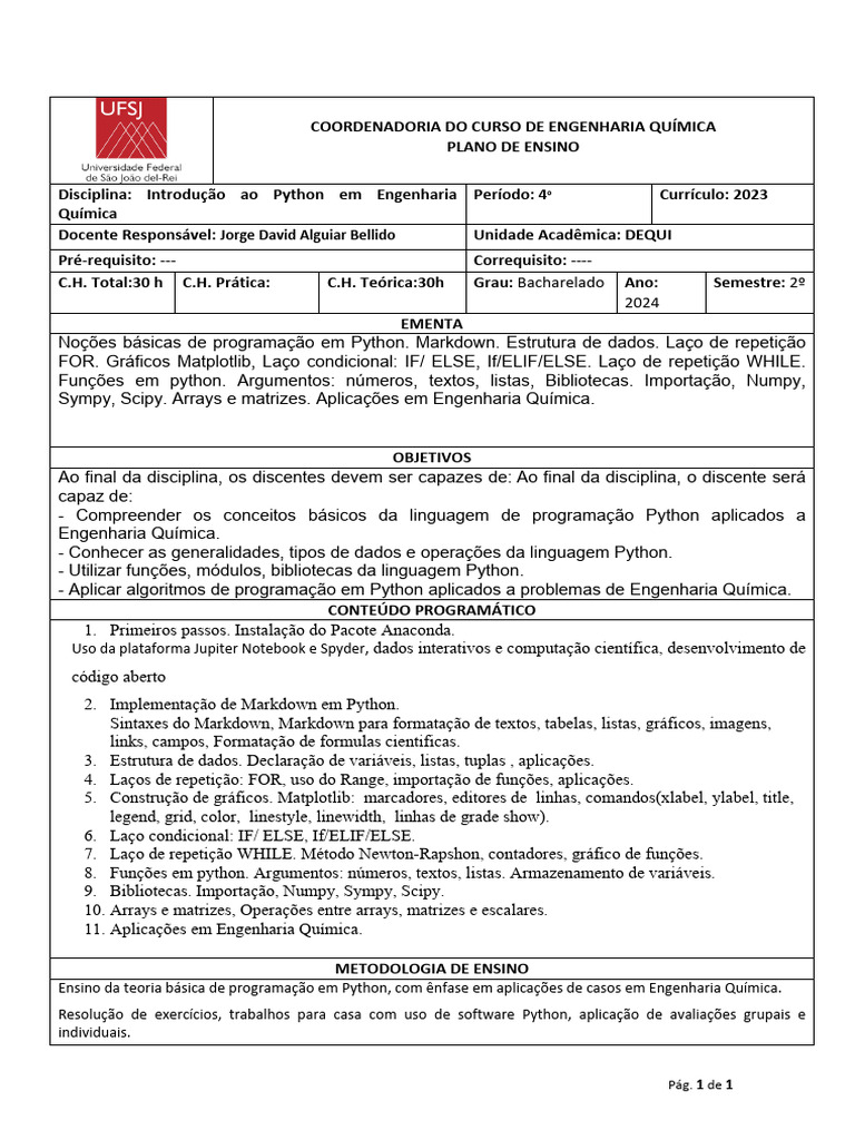 Introducao Ao Python Em Engenharia Quimica Pdf Python Linguagem De Programação Engenharia