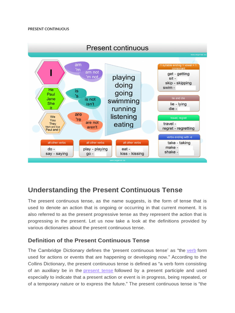 Present Continuous | PDF | Grammatical Tense | Syllable
