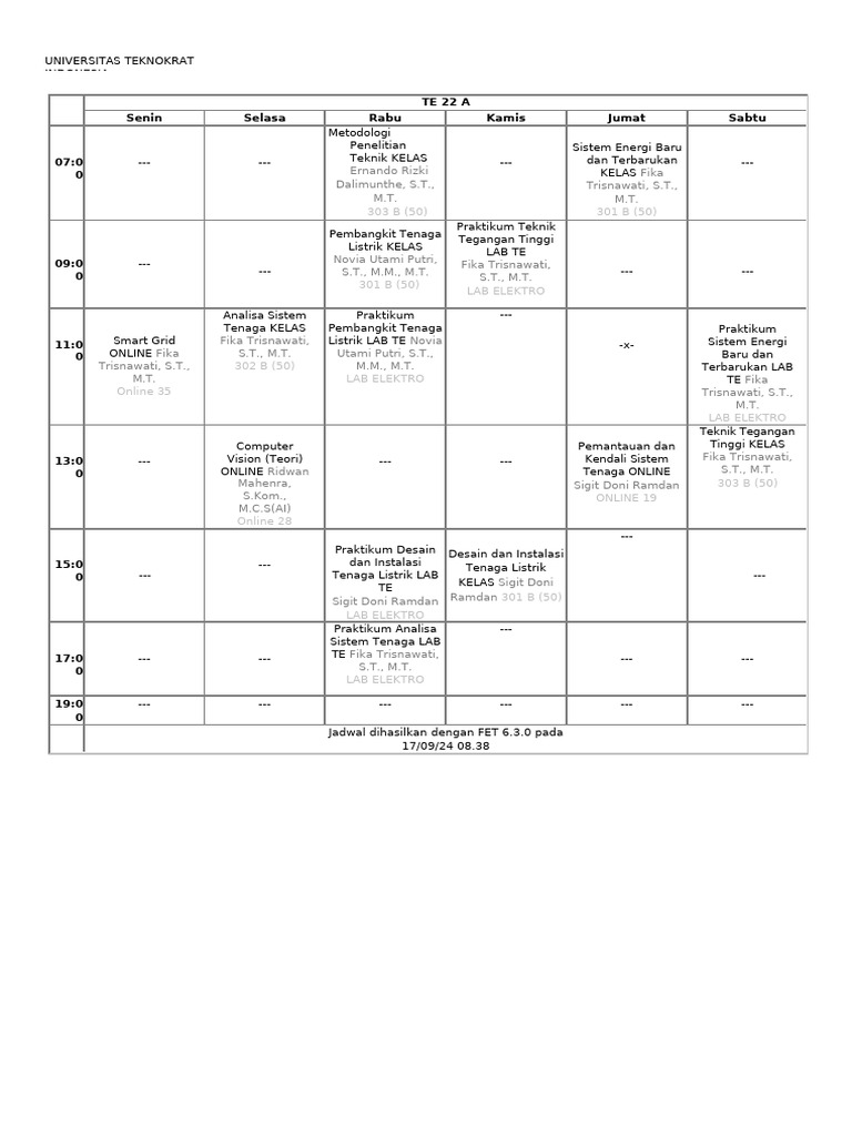 Jadwal Matkul | PDF