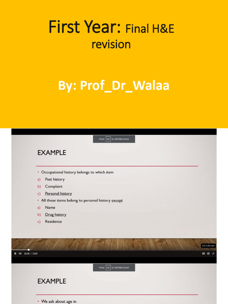 Prof - Walaa - First Year - Revision | PDF
