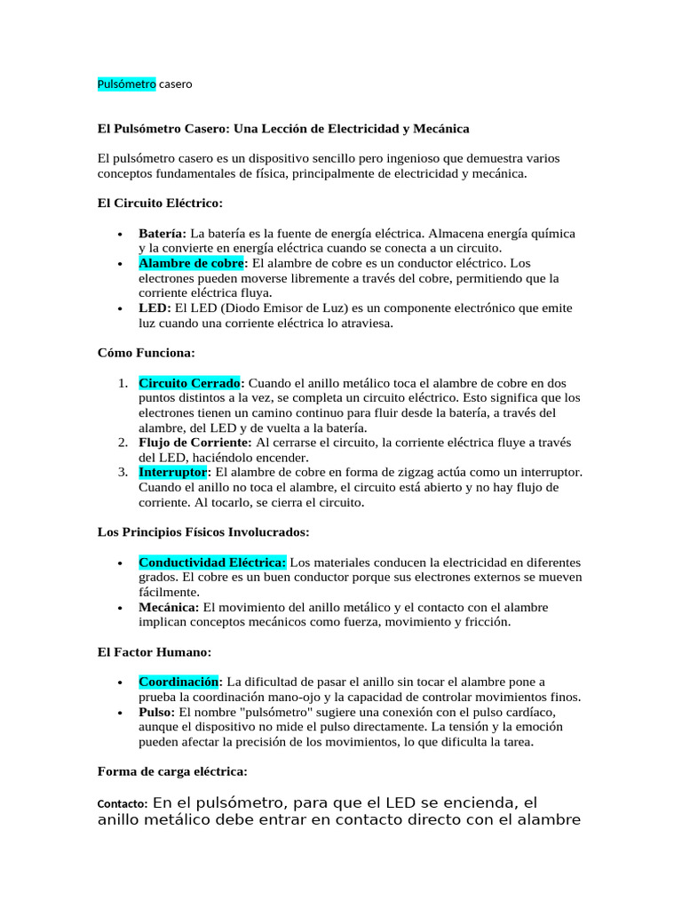 Pulsómetro Casero | PDF | Electricidad | Ingenieria Eléctrica