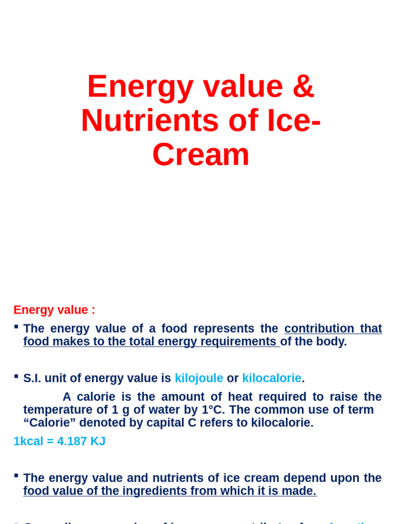 Nutritional Value of Ice Cream | PDF | Food Energy | Saturated Fat