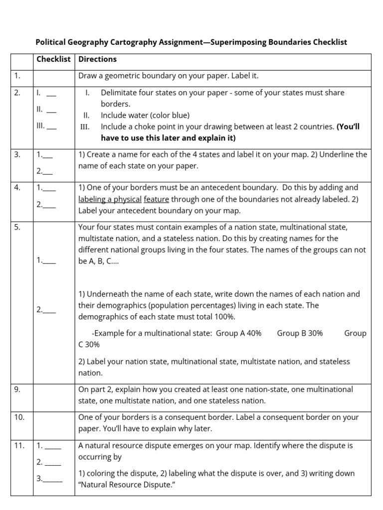 Political Geography Boundary Assignment | PDF | Finance & Money ...