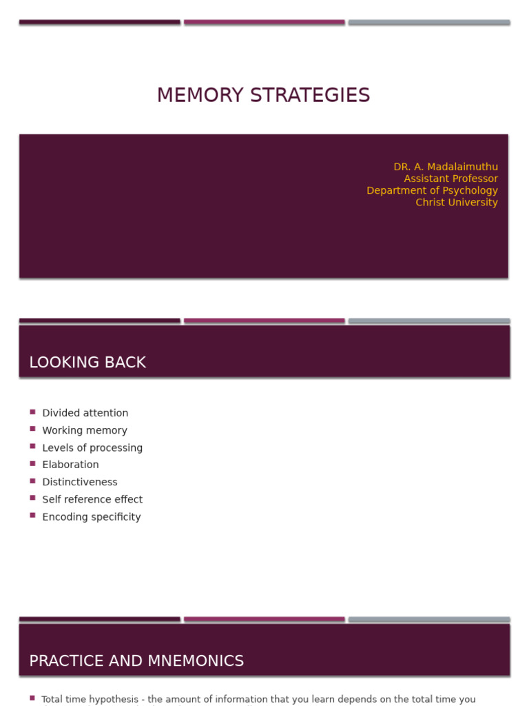 Memory Strategies | PDF | Memory | Mnemonic