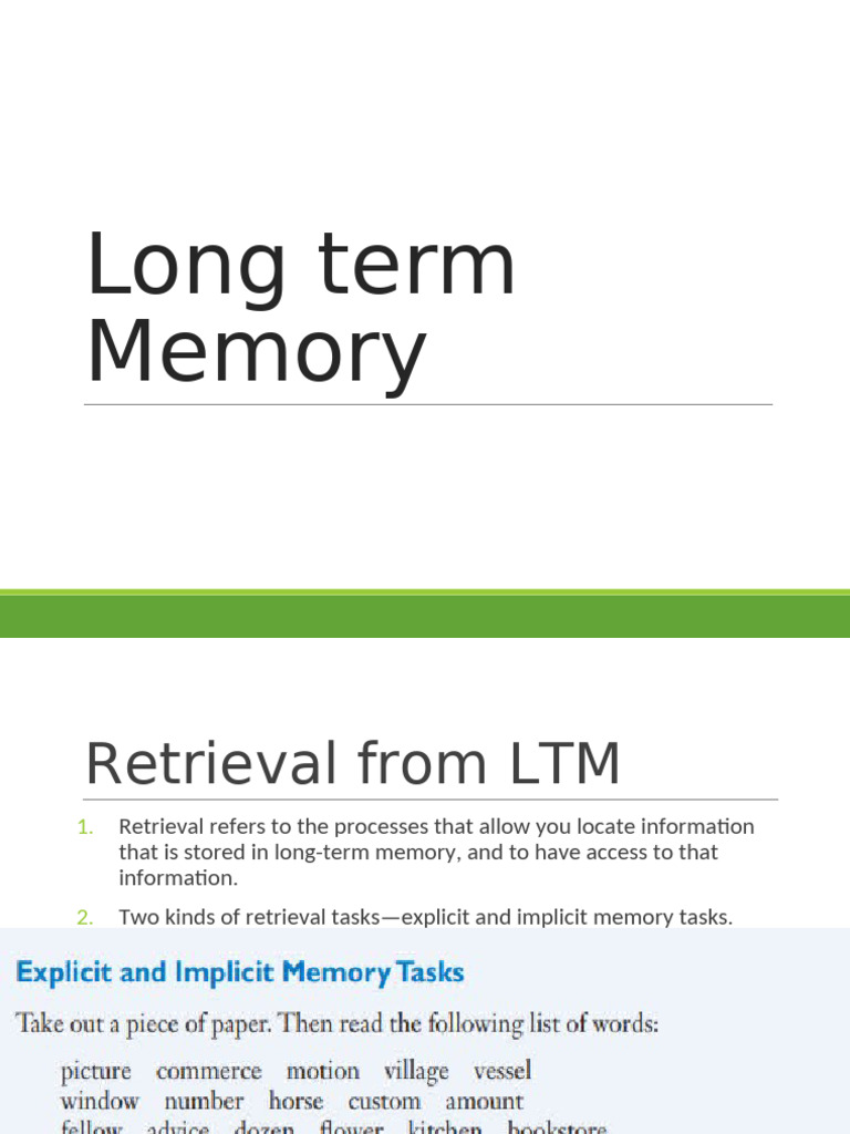 Retrieval From LTM | PDF | Expert | Memory