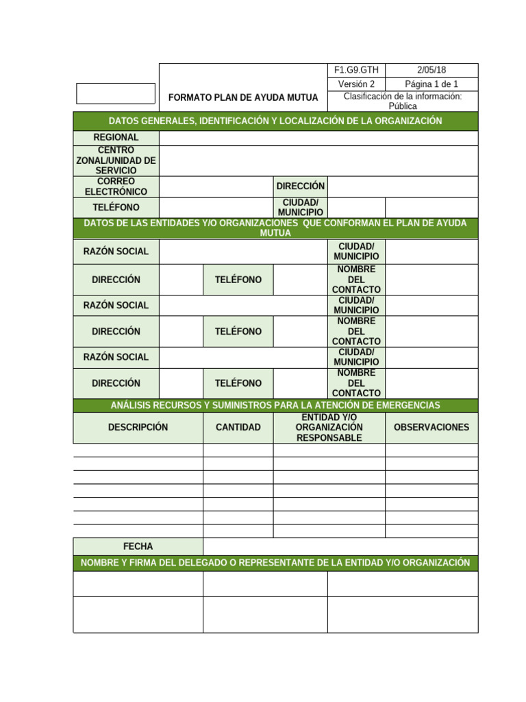 Formato Plan de Ayuda Mutua | PDF