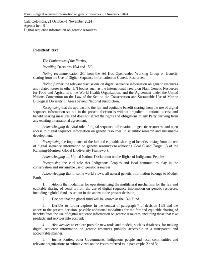 Digital Sequence Information On Genetic Resources | PDF