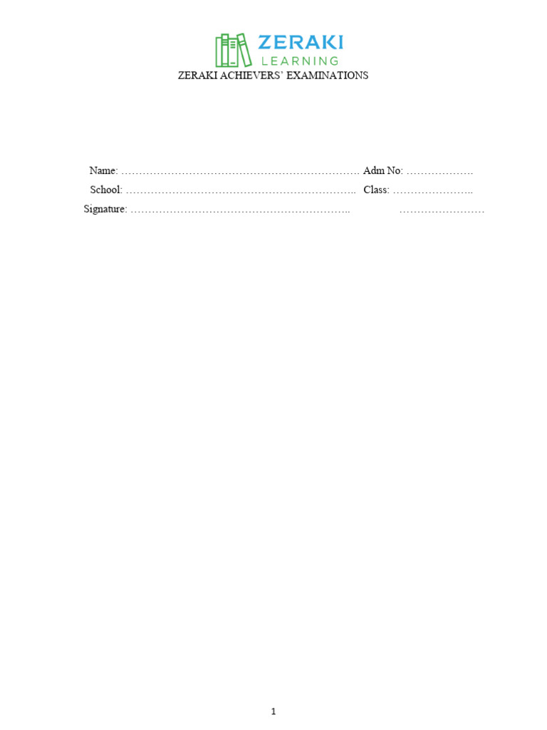 Computer Studies Question Paper Zeraki Achievers 7.0 - August 2022 ...