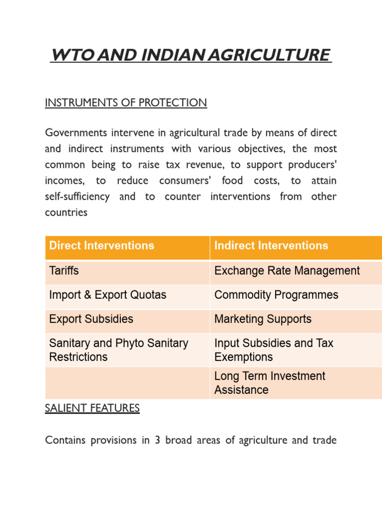 WTO and Indian Agri | PDF | Subsidy | Market Access